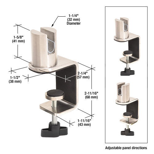 CRL Stainless Standoff 2" C-Clamp for 3/8" Acrylic or Glass
