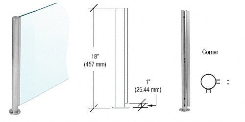 CRL 18" x 1" SBPP08 Slimline Series Round Corner Partition Post