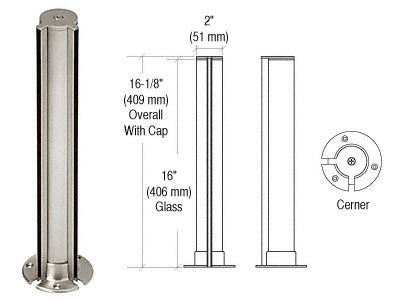 CRL Brushed Stainless 2" Round Tight-Fit Series Partition Post - Corne