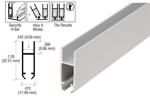 CRL Satin Anodized Security H-Bar for Anti-Lift Showcase Track Assembl