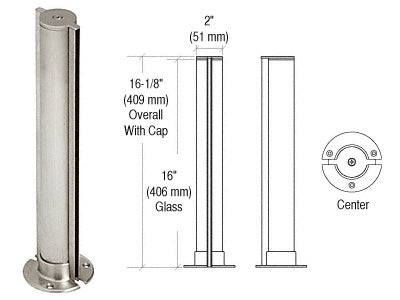 CRL Brushed Stainless 2" Round Tight-Fit Series Partition Post - Cente