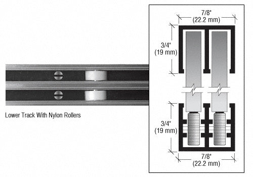 CRL Polished Aluminum Finish Rollertrack Bottom Track 4 m Length, 21 m