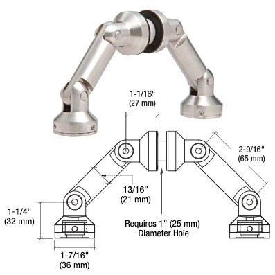 CRL 316 Brushed Stainless Glass Fin-to-Wall/Floor Swivel Fitting