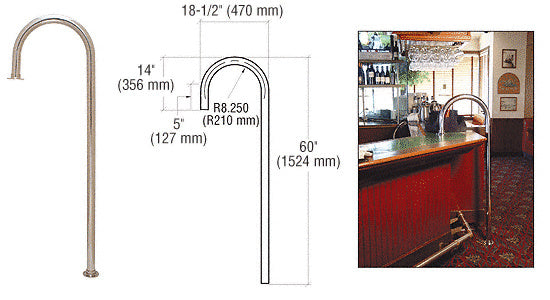 CRL 1-1/2" Floor Mount Service Rail